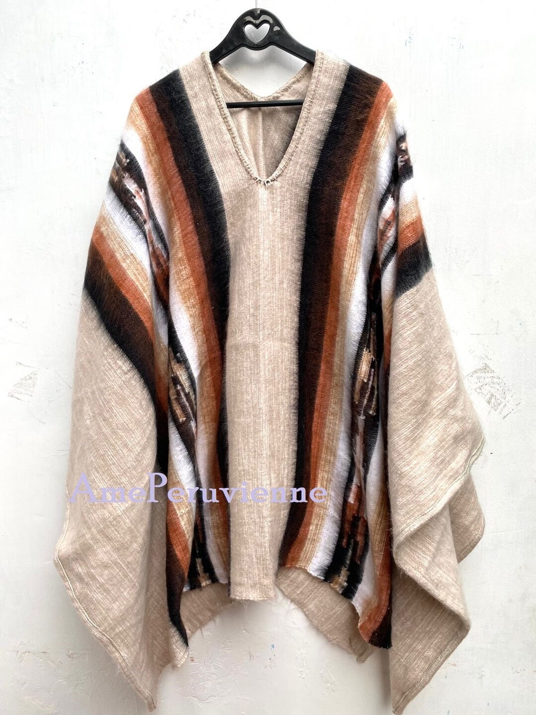 Light Beige Alpaca Poncho for Men and Woman, Length 67" Width 57 ...