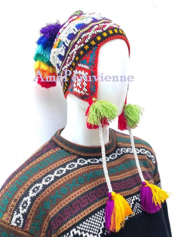 Genuine Peruvian Hat, Unisex Peruvian Hat, Handknitted, Colorful Hat ...