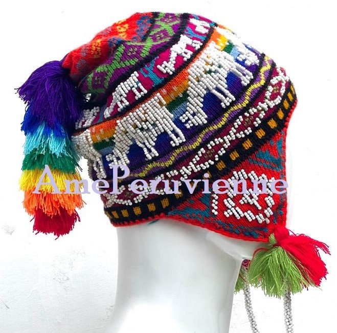 Genuine Peruvian Hat, Unisex Peruvian Hat, Handknitted, Colorful Hat ...