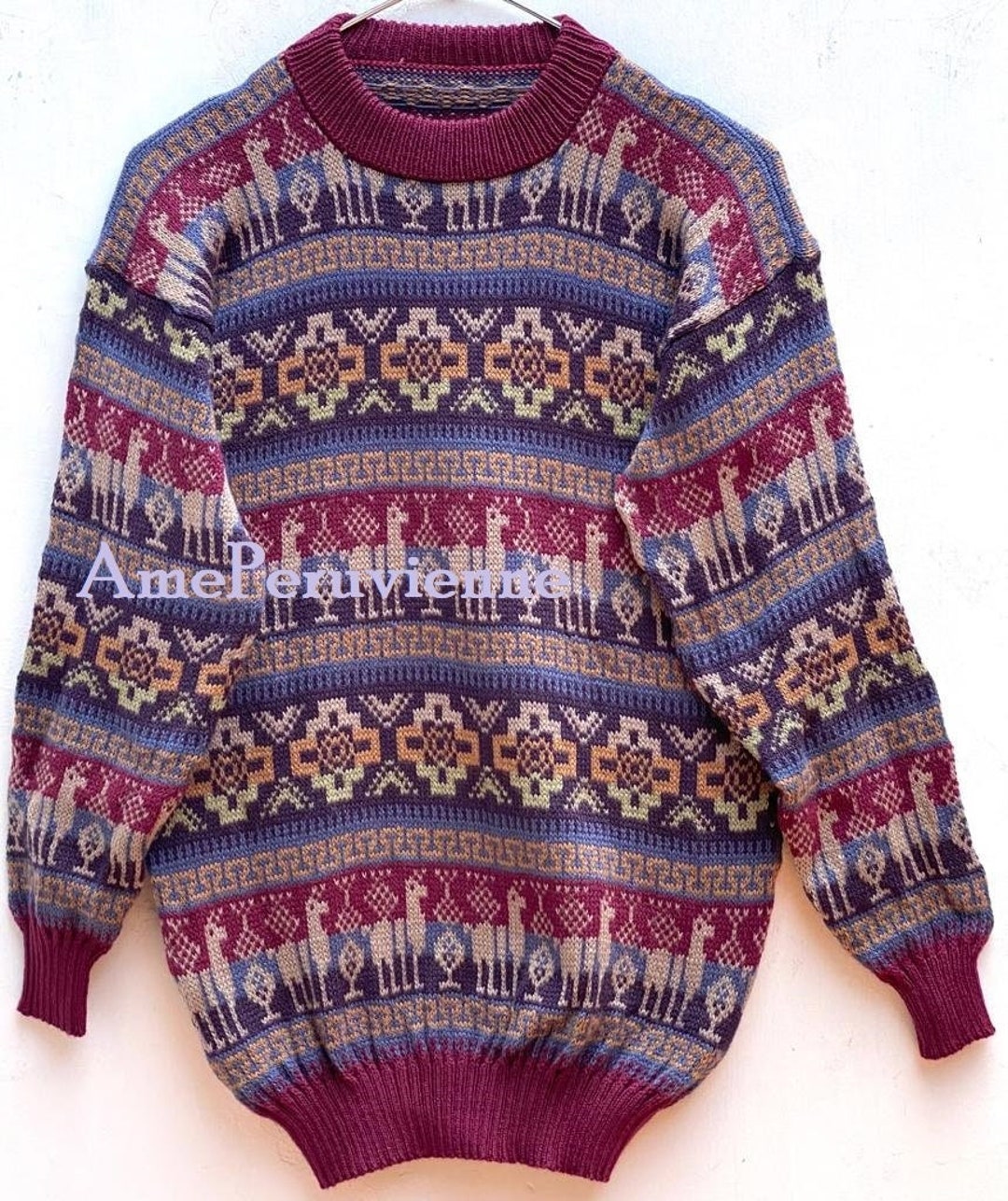 Burgundy Alpaca Sweater, Peruvian Sweater, Unisex Sweater, Peruvian Alpaca Sweater, Peruvian ...