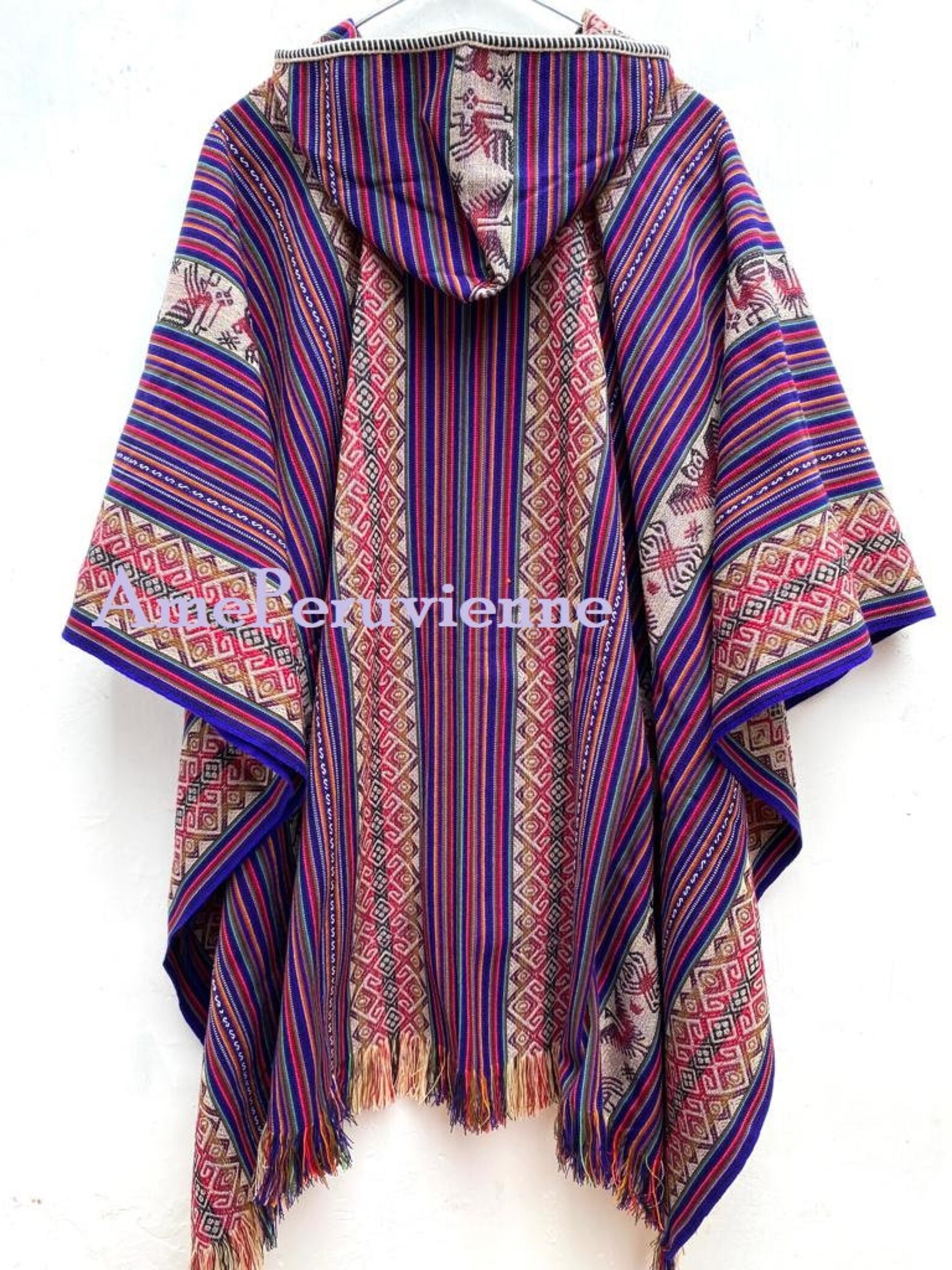 Alpaca Poncho Blue for Men and Woman, Poncho Alpaca Wool, Peru, Poncho ...
