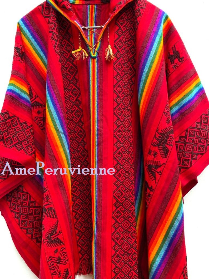 Alpaca Poncho Red for Men and Woman Poncho Alpaca Wool Peru - Etsy