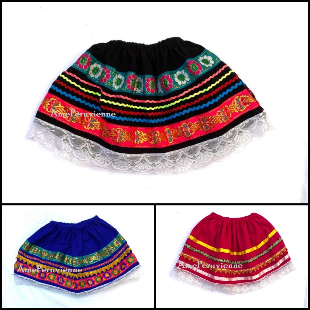 Colorful Peruvian Fabric Skirt Multi Color Girls Skirt - Etsy