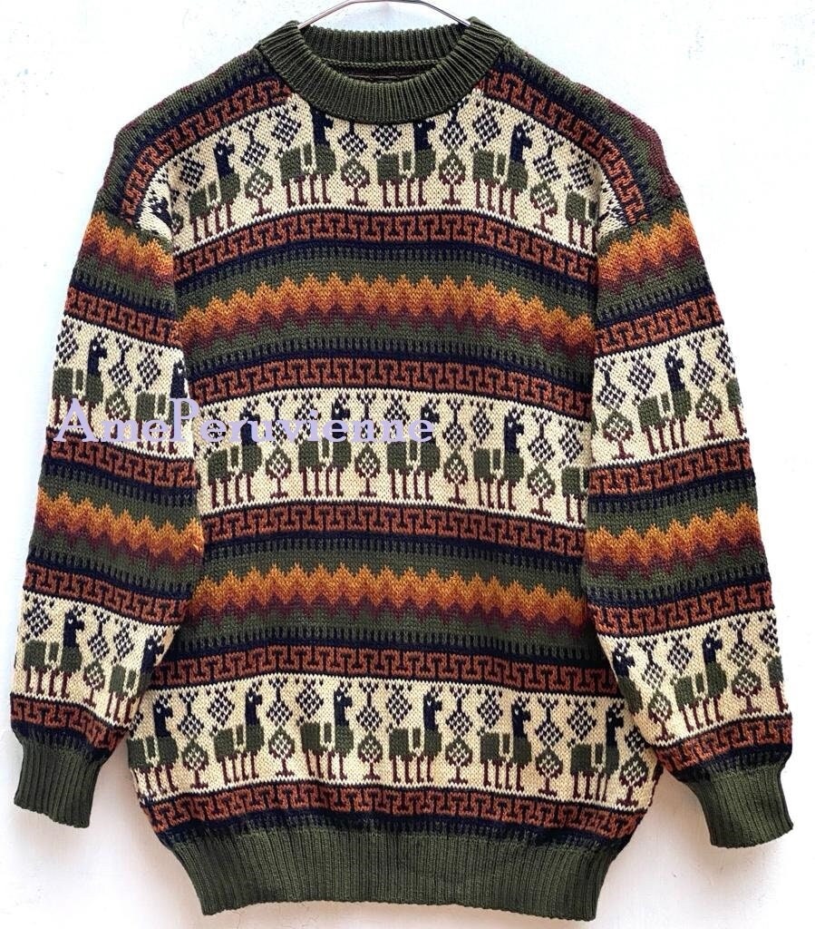 Green Military Alpaca Sweater, Peruvian Sweater, Unisex Sweater ...