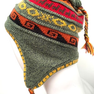 Blue Unisex Peruvian Alpaca Hat Chullo With Earflaps 100% Lining, Soft ...