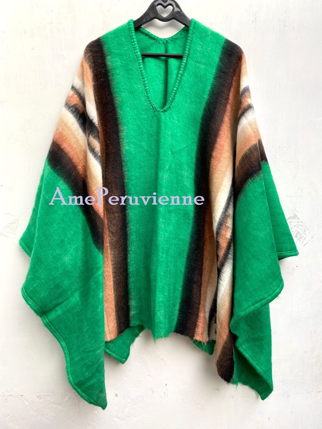 Green Alpaca Poncho for Men and Woman, Length 67" Width 57" Poncho ...