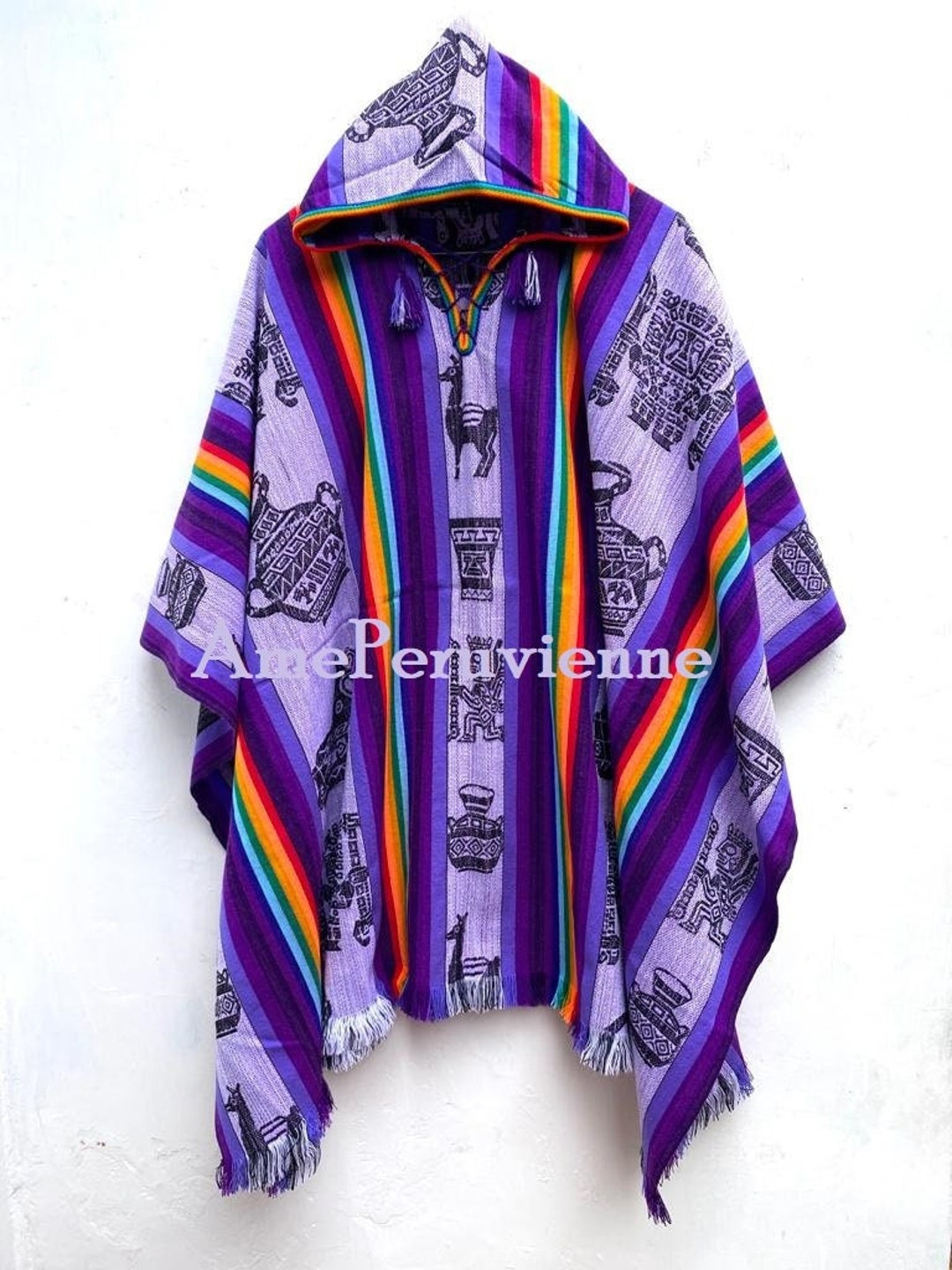 Alpaca Poncho Purple for Men and Woman, Poncho Alpaca Wool, Peru ...