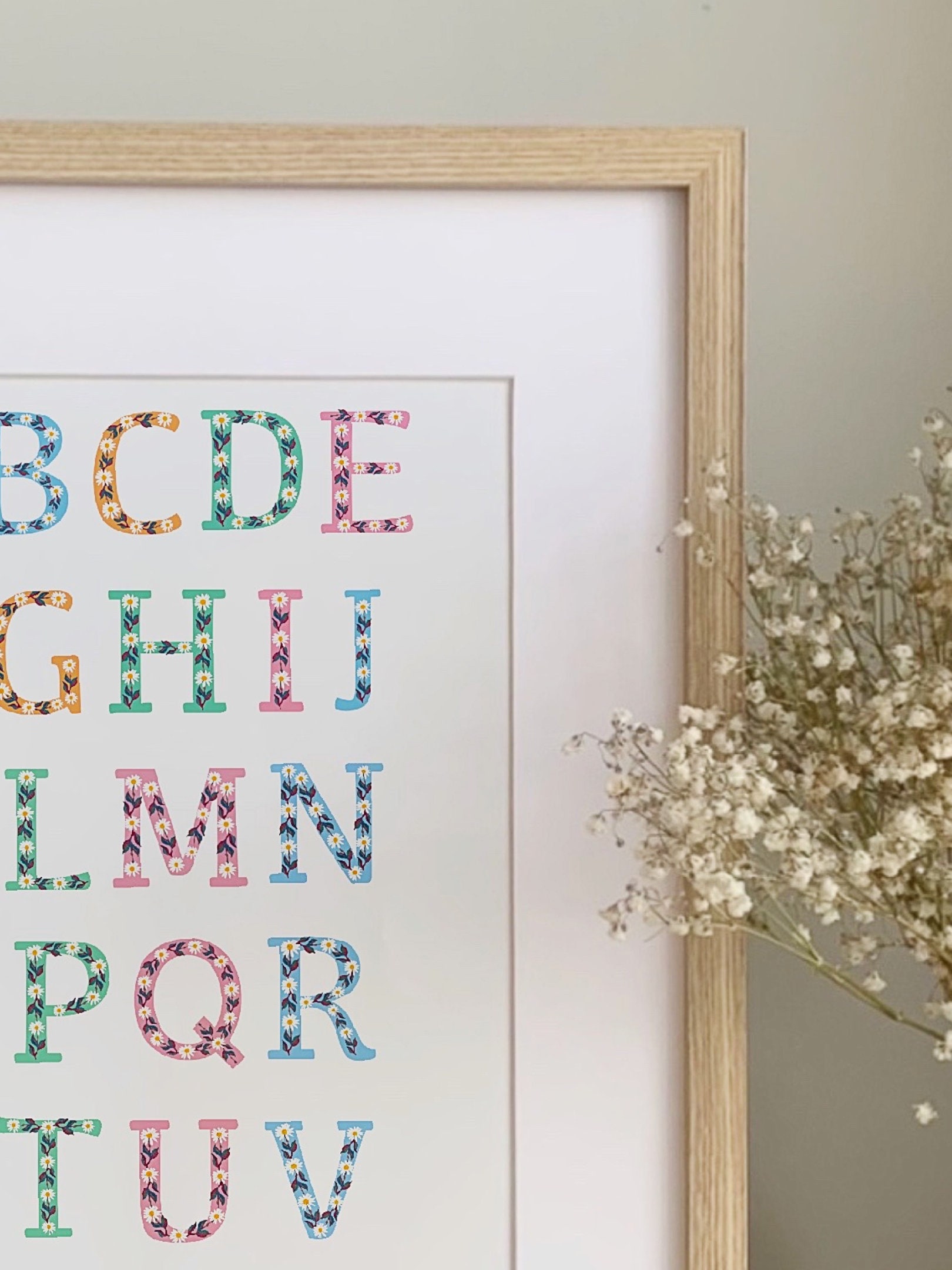 Rainbow/floral Alphabet Chart for Kids - Etsy