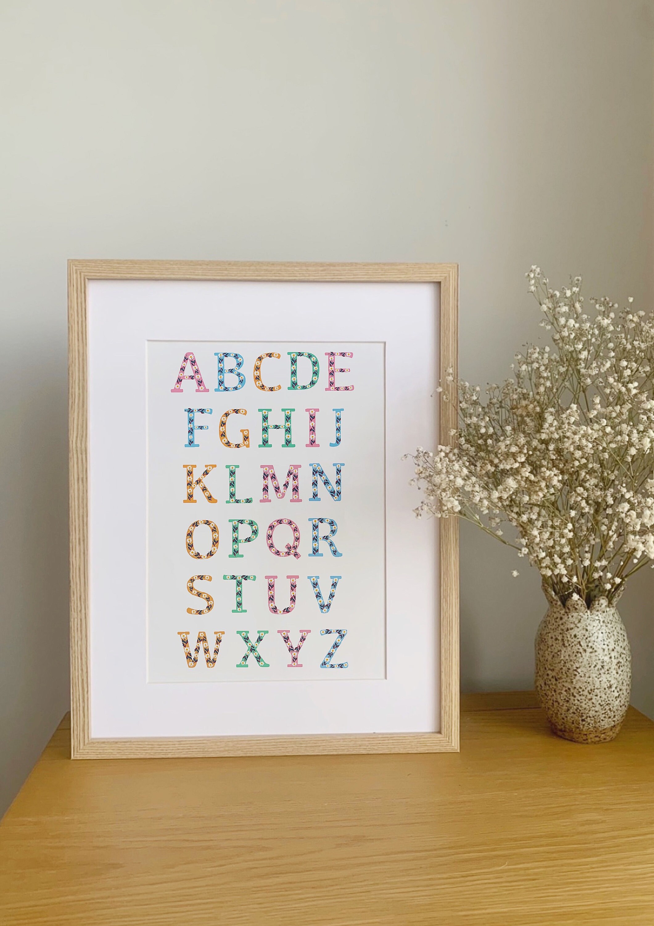 Rainbow/floral Alphabet Chart for Kids - Etsy
