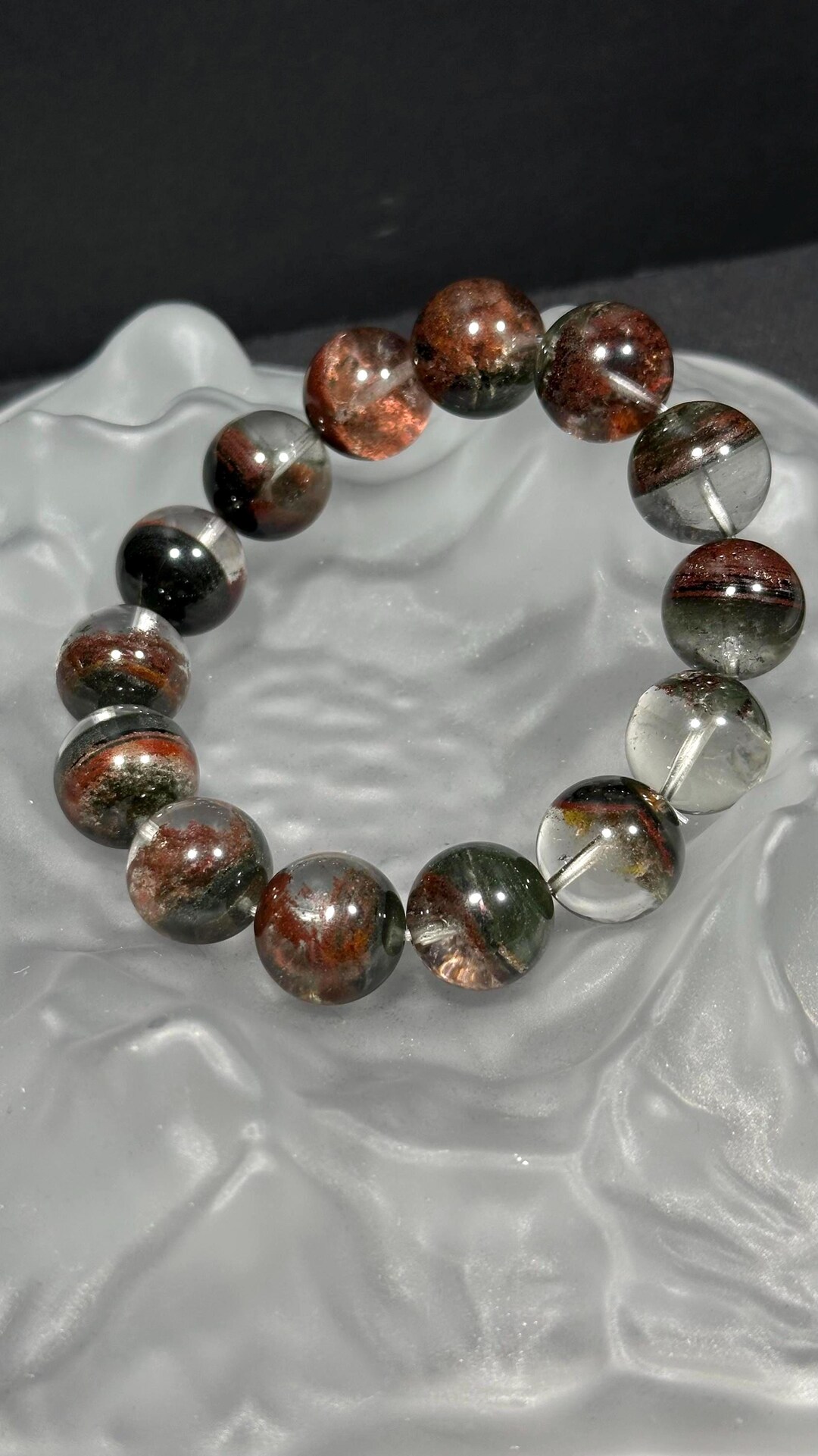 Embergrove Depth | Red & Green Phantom Quartz Bracelet - Etsy