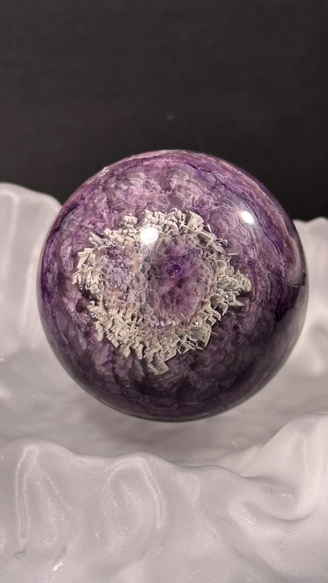 Celestial Bloom | Purple Fluorite Sphere With Sugilite Inclusion 50.8mm ...