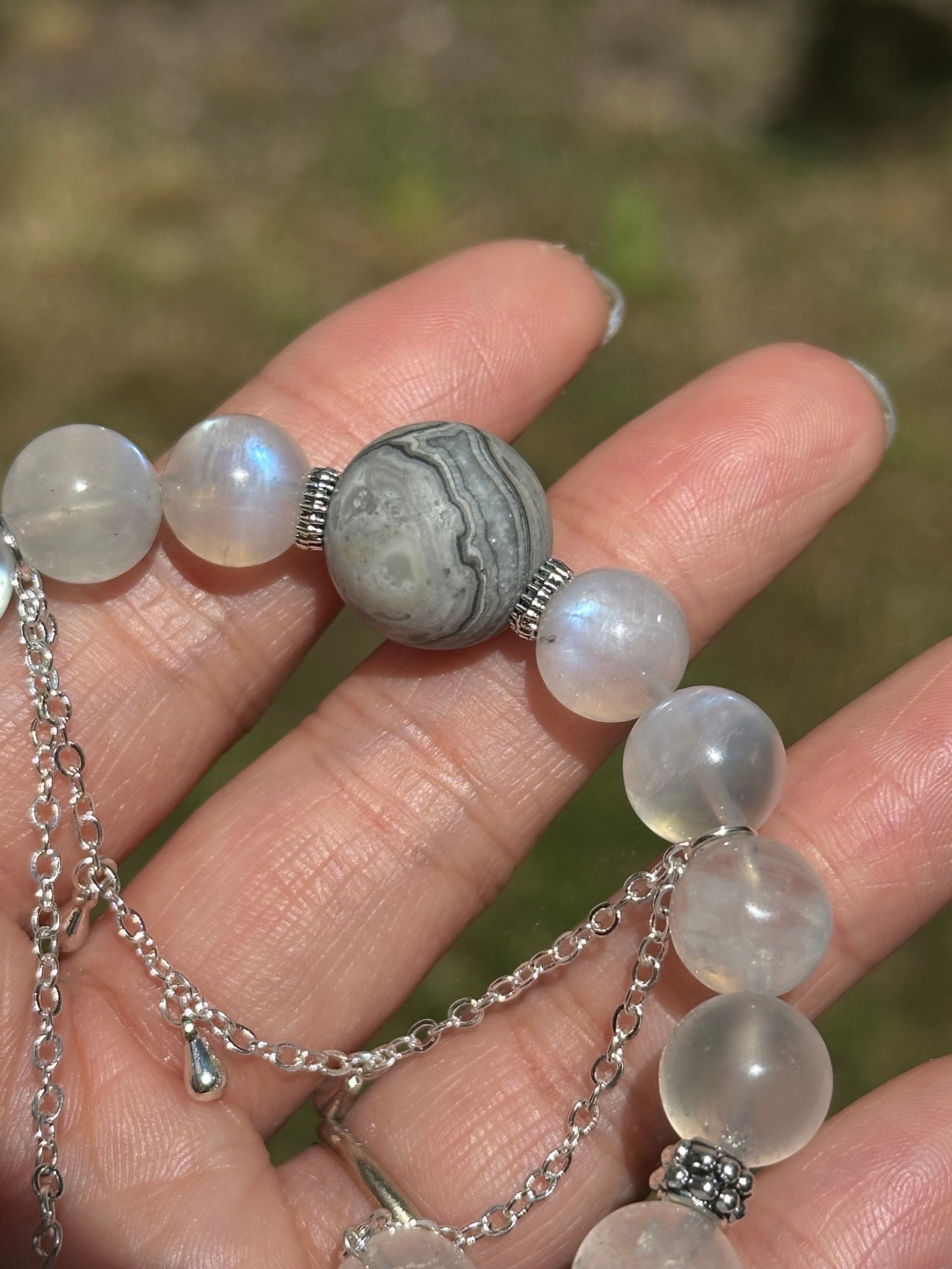 Lady From the Moon: Moonstone & Jasper Elemental Bracelet - Etsy