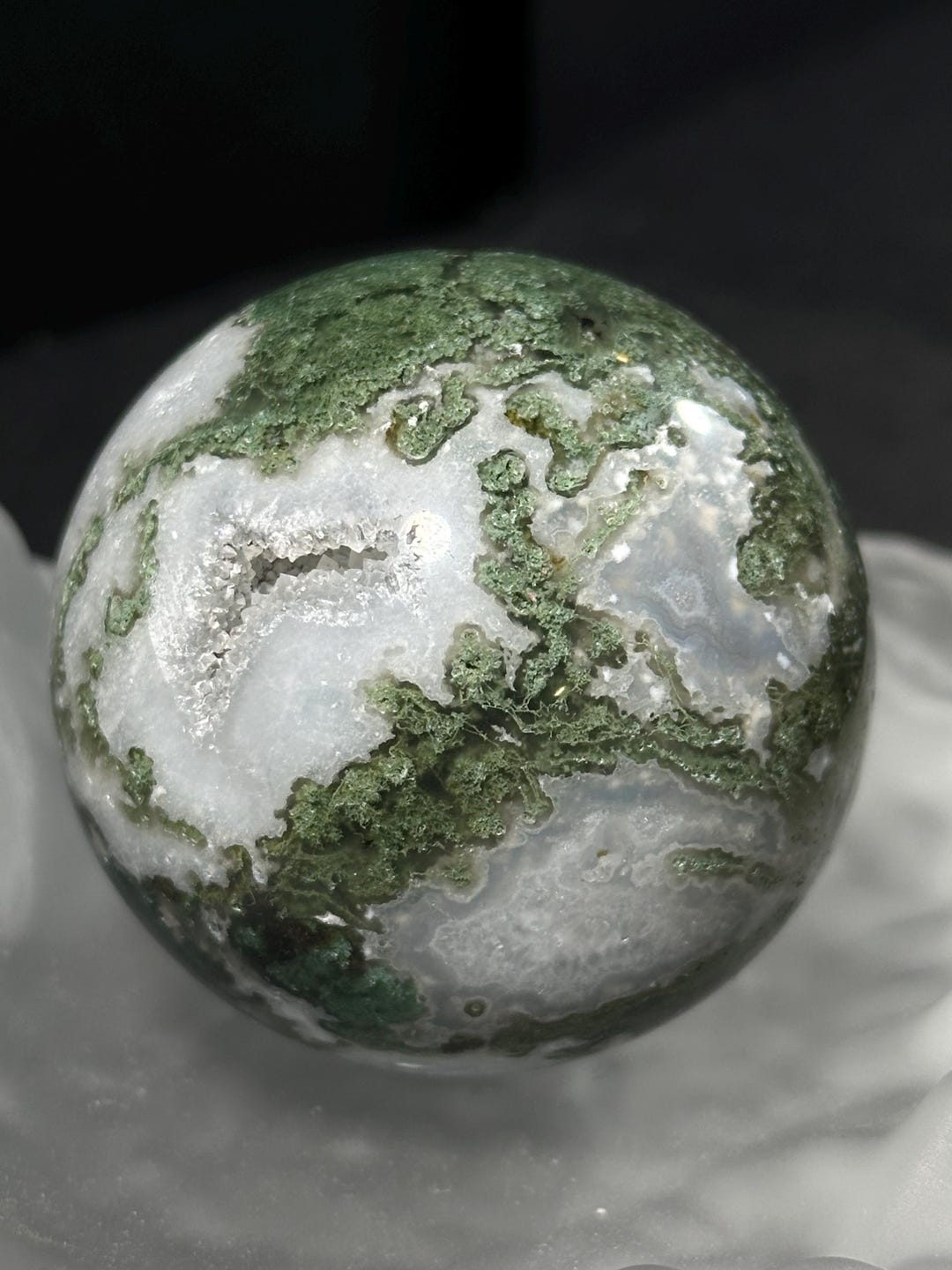 Frozen Understory | Quartz in Moss Agate Sphere - Etsy