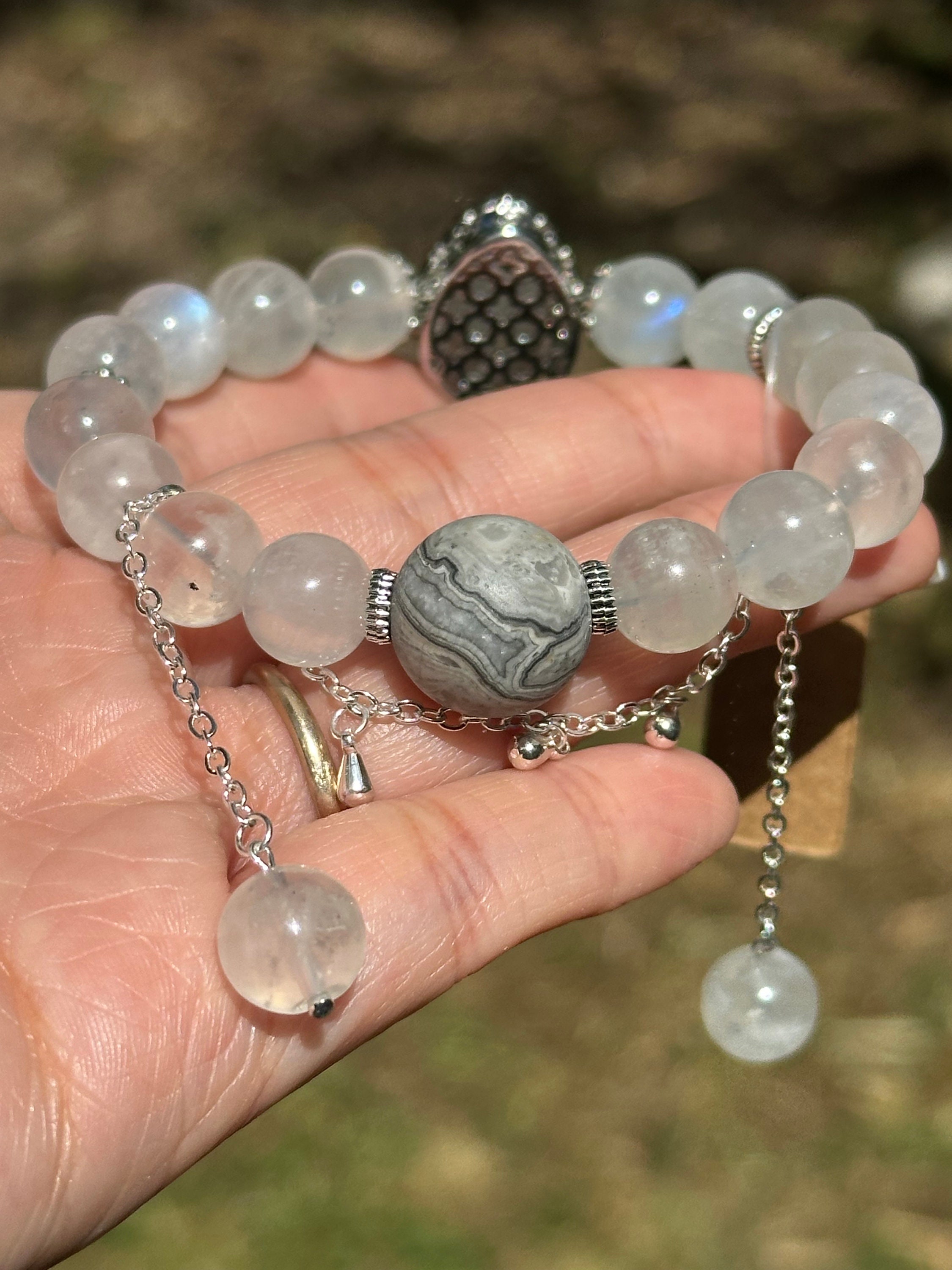 Lady From the Moon: Moonstone & Jasper Elemental Bracelet - Etsy
