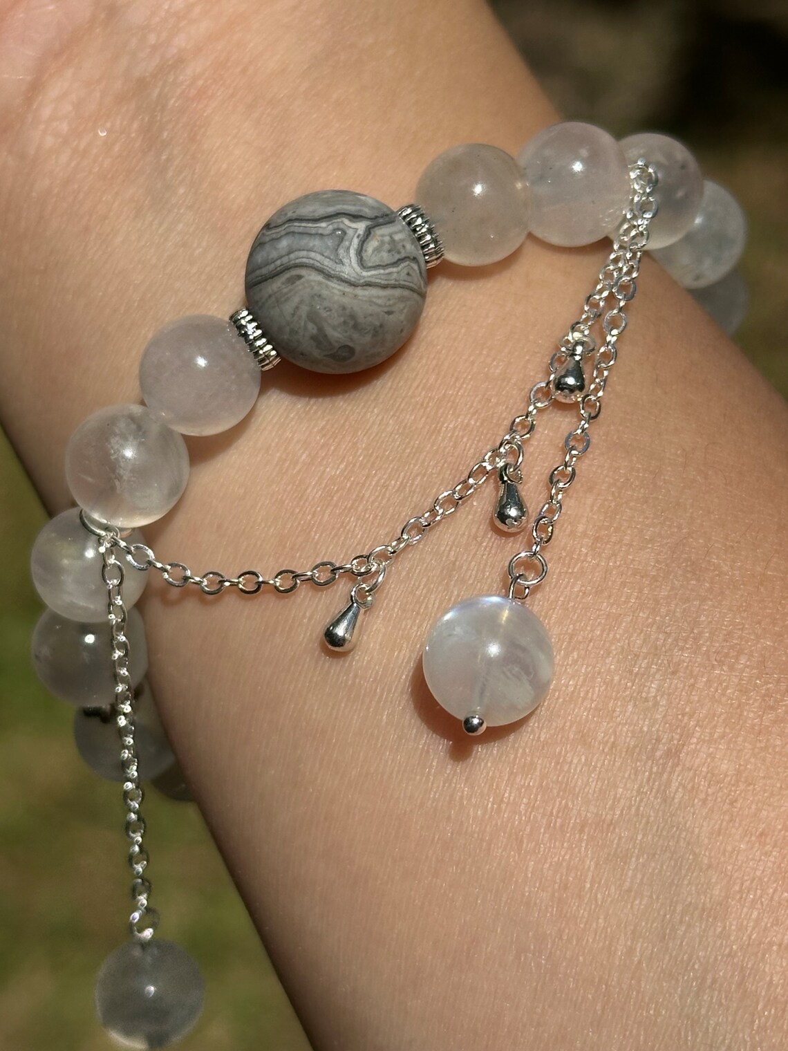 Lady From the Moon: Moonstone & Jasper Elemental Bracelet - Etsy