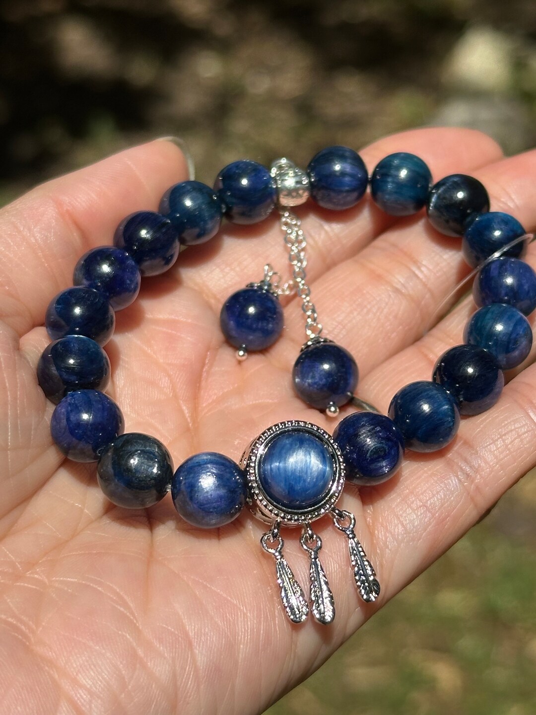 Midnight Witch: Kyanite Beaded Bracelet - Etsy