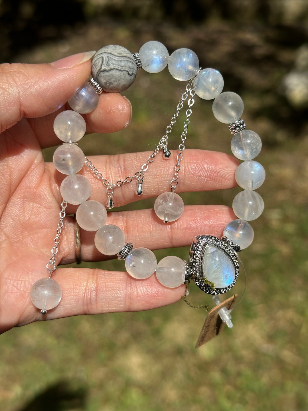Lady From the Moon: Moonstone & Jasper Elemental Bracelet - Etsy