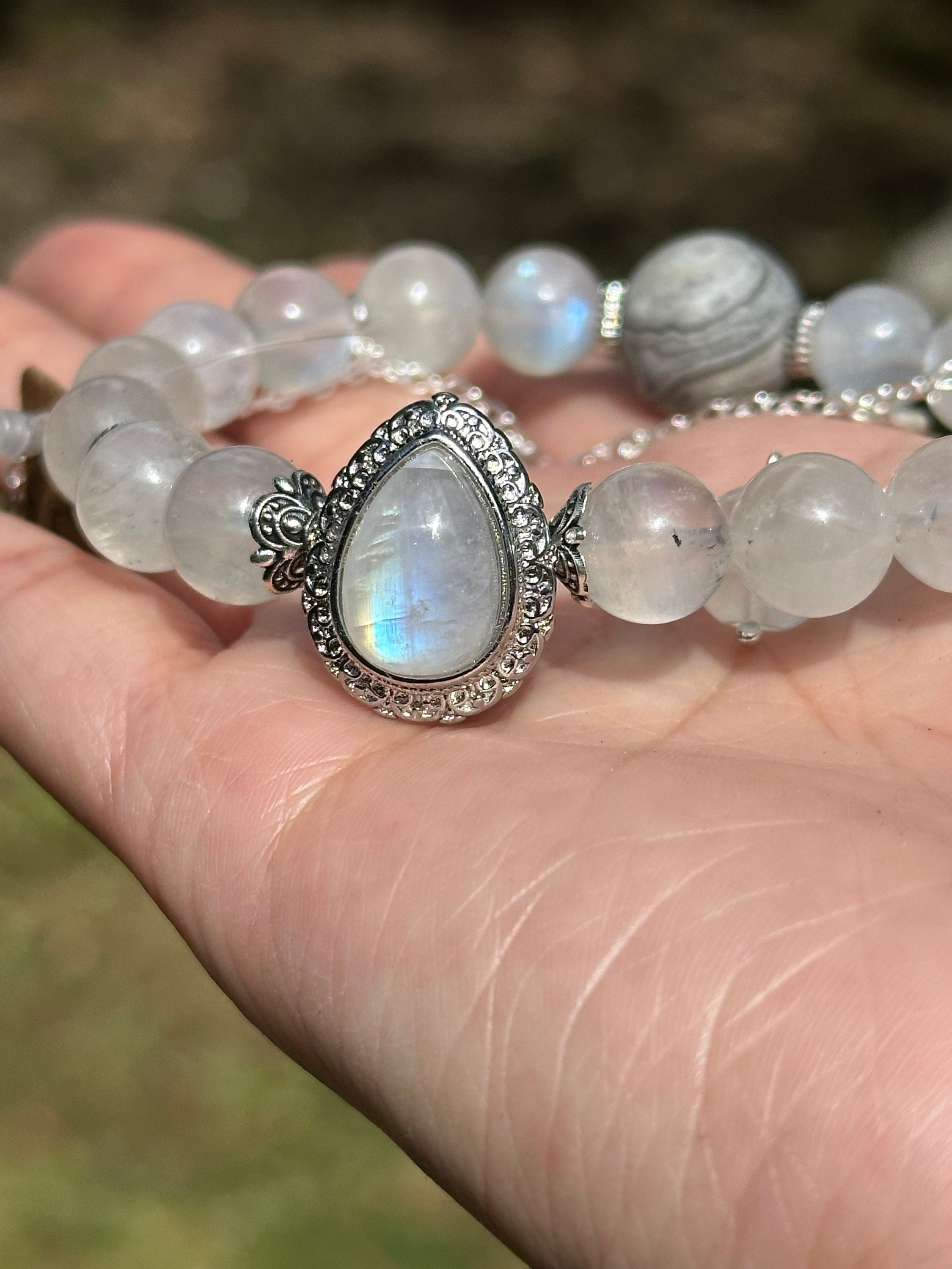 Lady From the Moon: Moonstone & Jasper Elemental Bracelet - Etsy