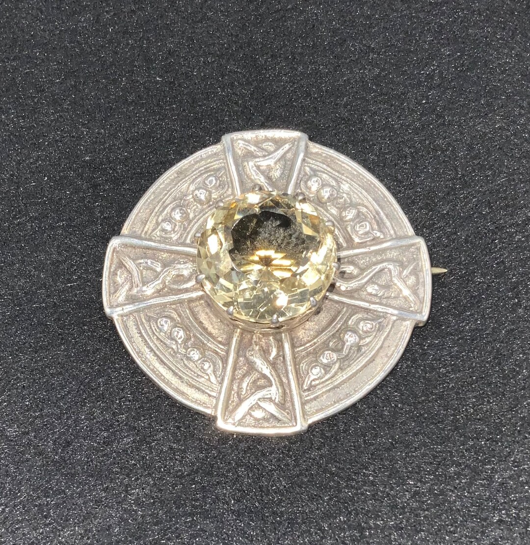 A Magnificent Scottish Celtic Silver and Citrine Brooch. Robert ...