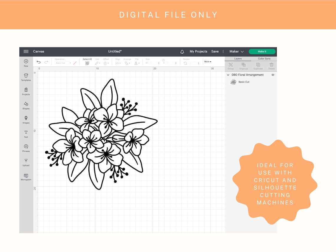 Flower Bouquet SVG Floral SVG Cut File for Cricut or Silhouette Flowers ...
