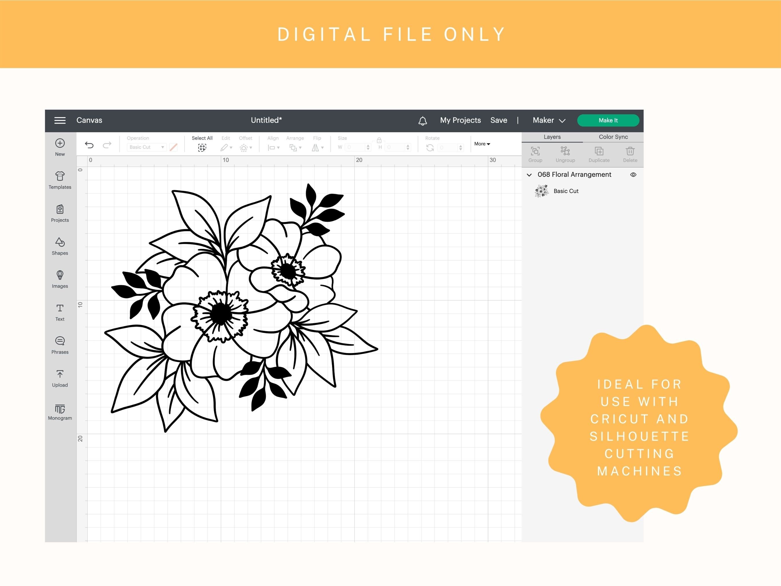 Flower Bouquet SVG | Floral SVG Cut File for Cricut or Silhouette ...
