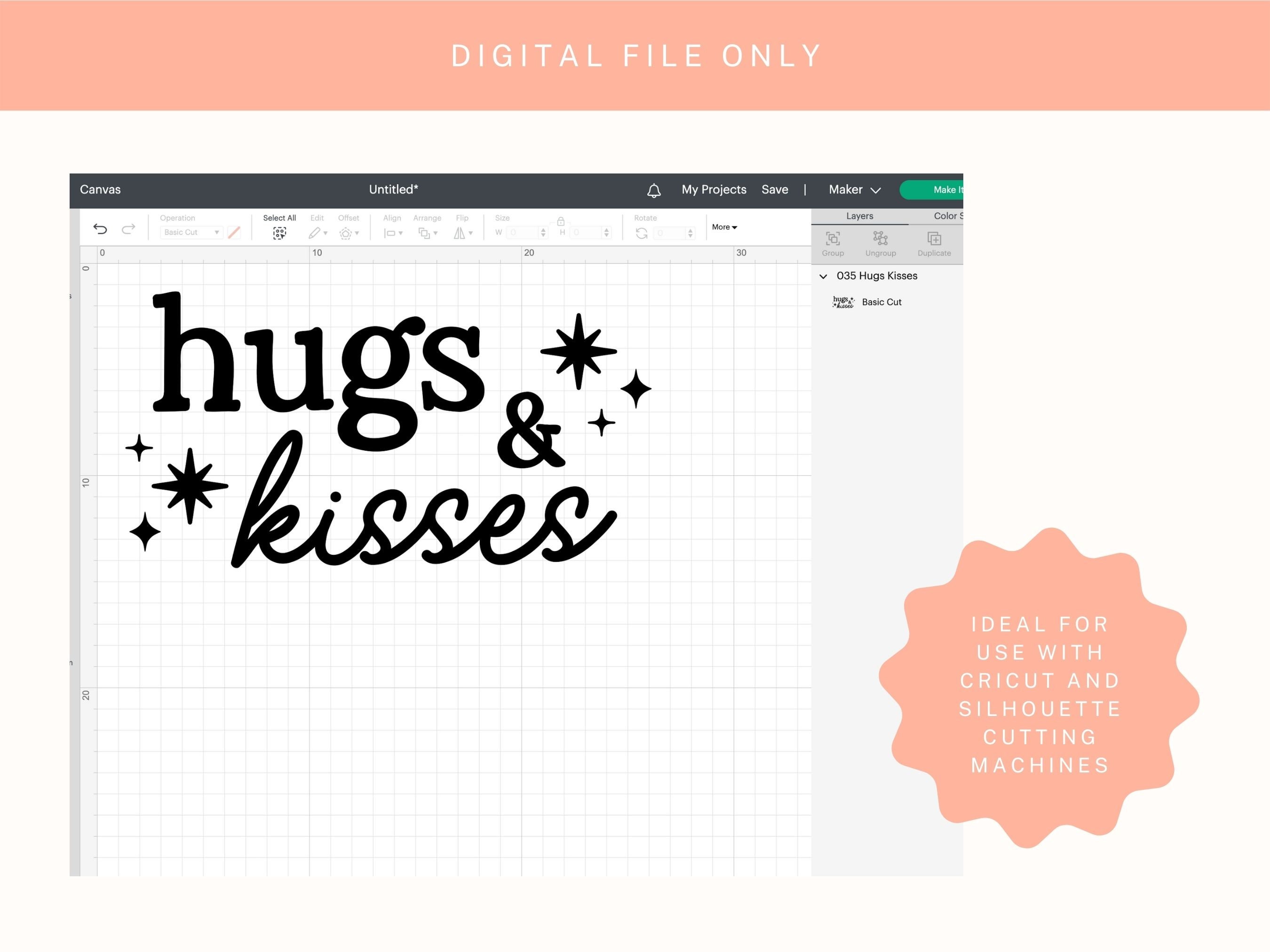 Hugs and Kisses SVG | Quote SVG Cut File for Cricut or Silhouette ...