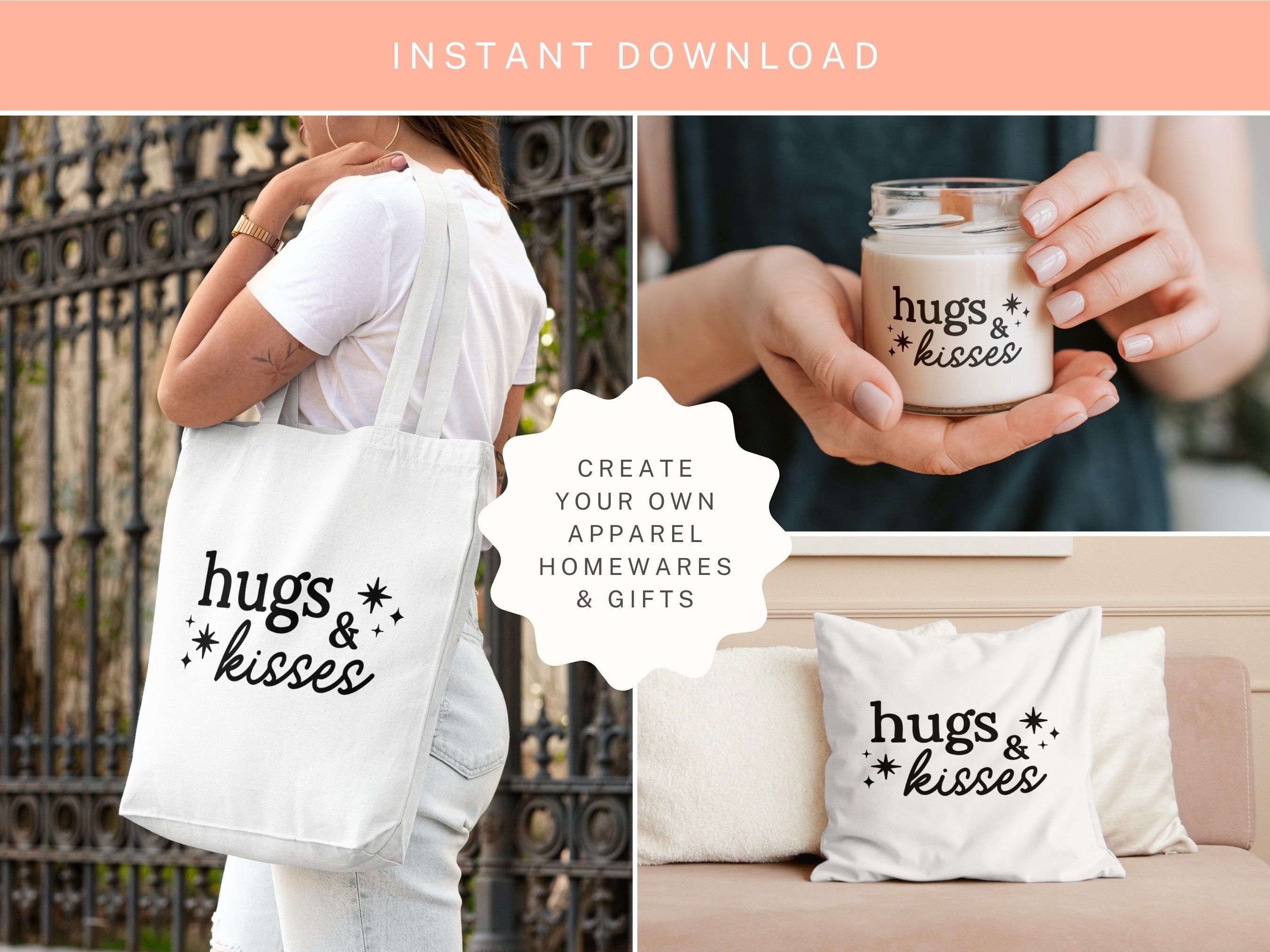 Hugs and Kisses SVG | Quote SVG Cut File for Cricut or Silhouette ...