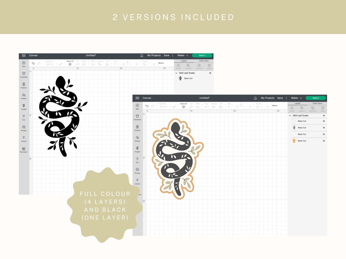 Snake SVG Leaf Snake SVG Cut File for Cricut or Silhouette Snake ...