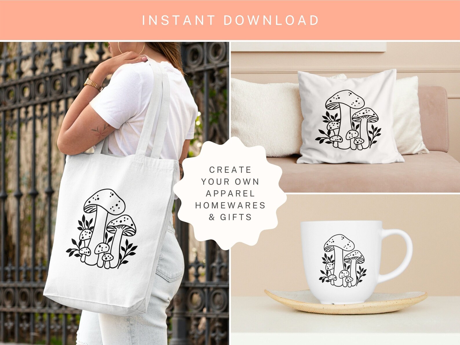 Mushrooms SVG | Toadstool SVG Cut File for Cricut or Silhouette ...