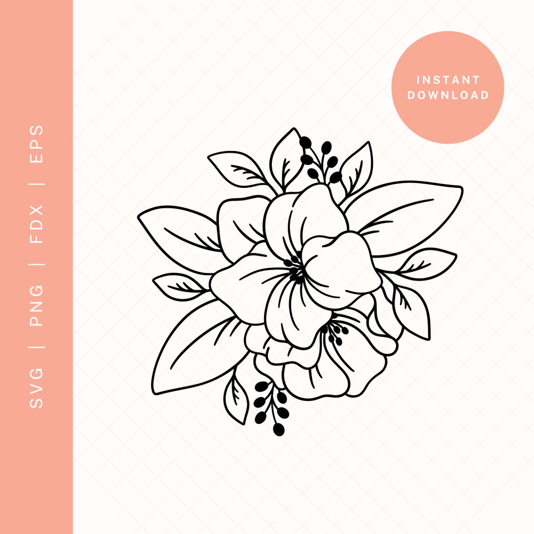 Flower Bouquet SVG Floral SVG Cut File for Cricut or Silhouette Flowers ...