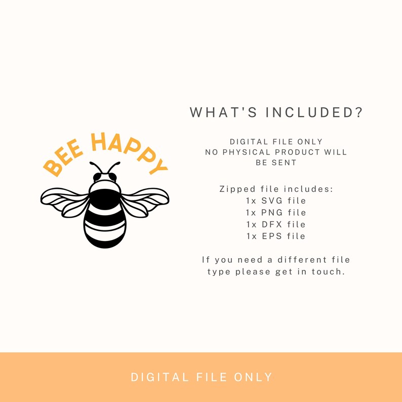Bee Happy SVG Positive Quote SVG Cut File Cricut or Silhouette Bee ...