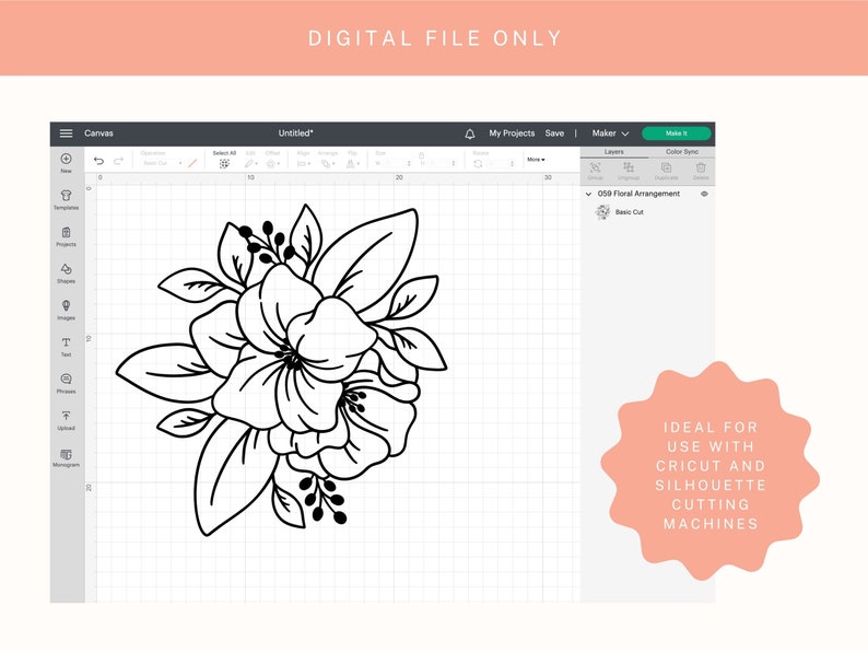 Flower Bouquet SVG Floral SVG Cut File for Cricut or - Etsy