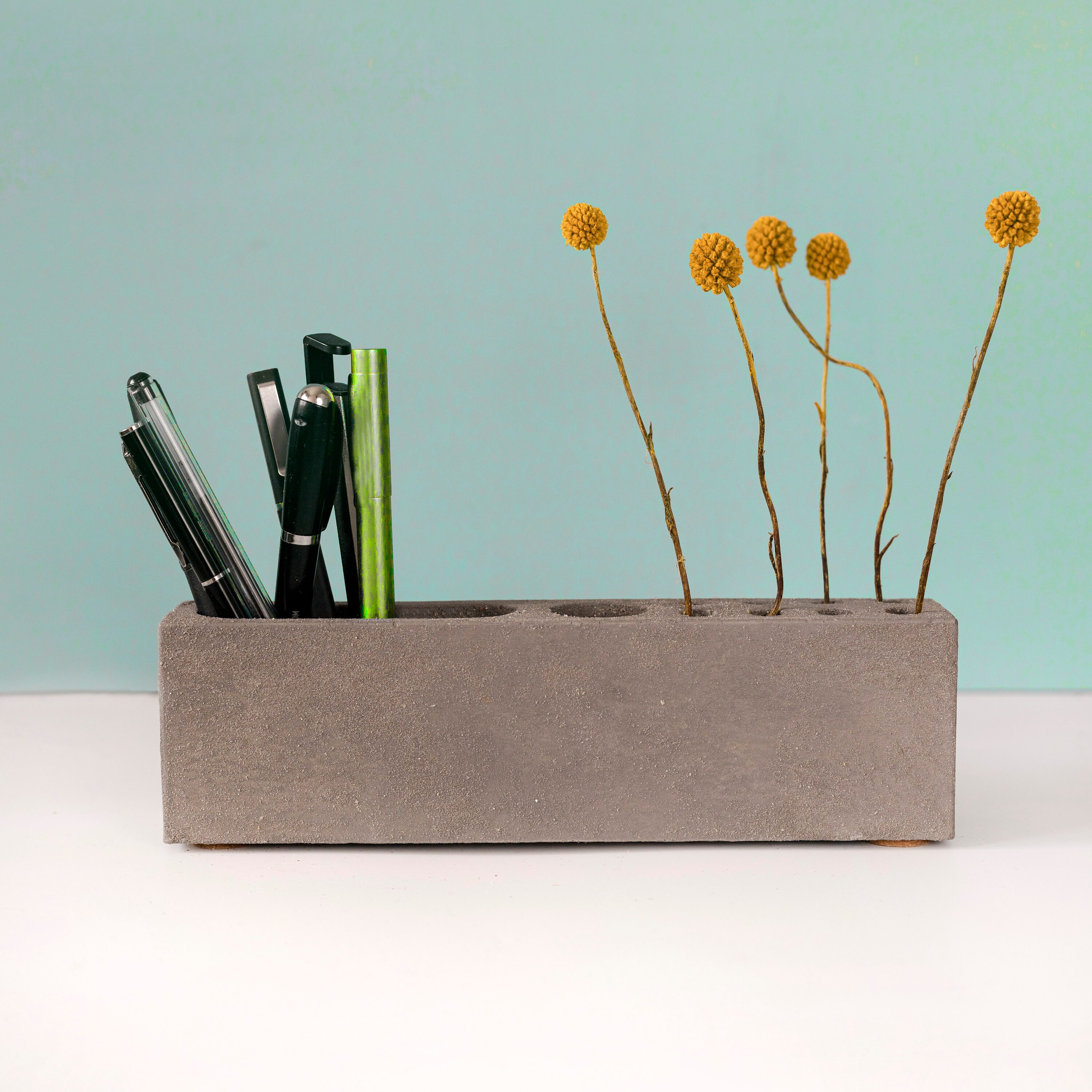 Concrete Office Table Organizer, Cement Pencil Cup, Concrete Pen Holder ...
