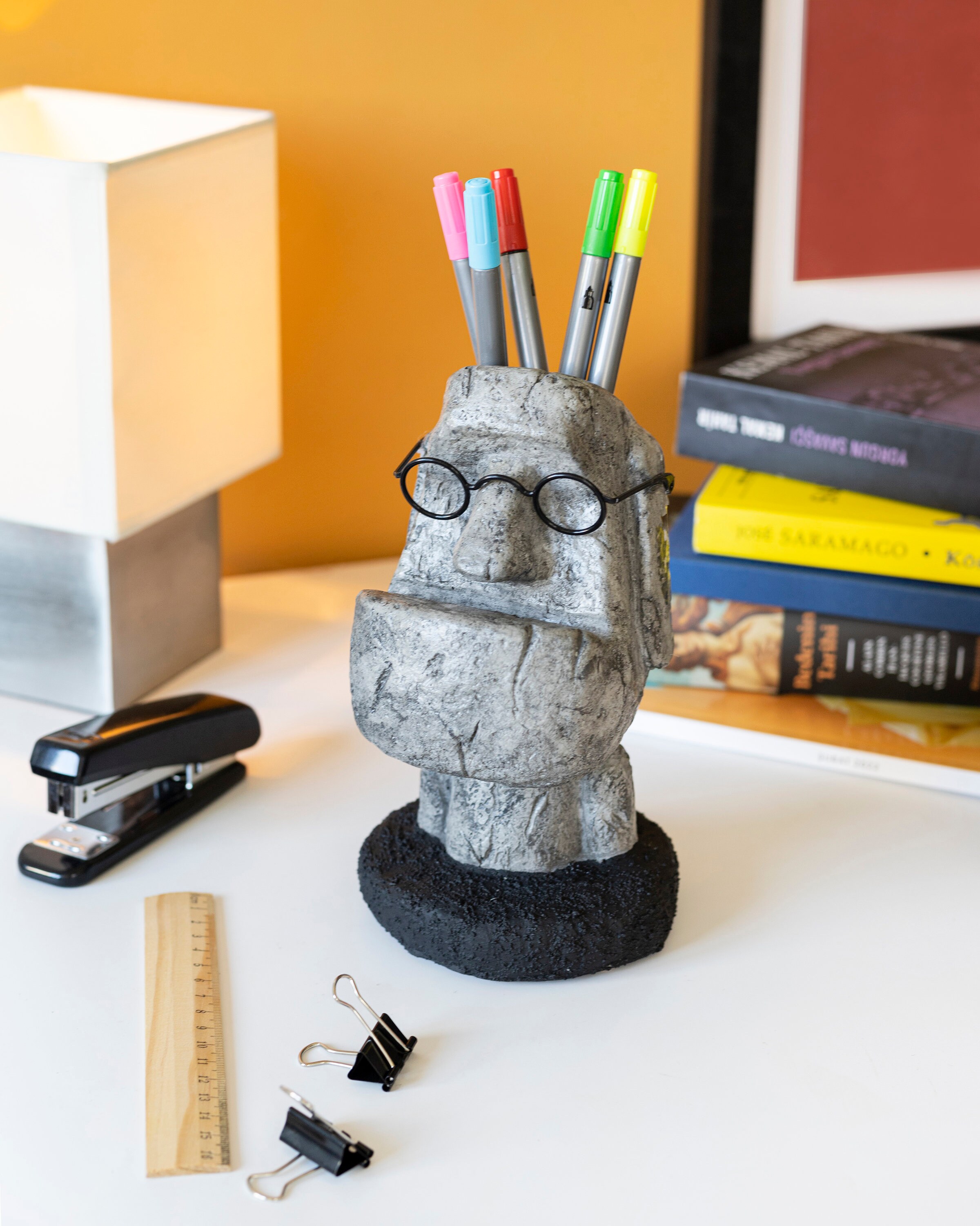 Concrete Moai Easter Island Statue Pen/pencil Holder Office - Etsy