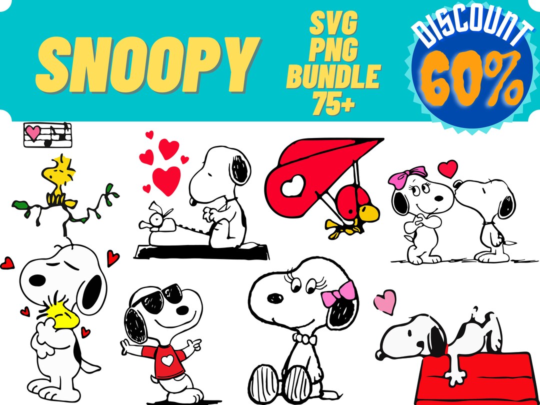 75 Bundle, Snoopy, Peanuts, SVG File, Png File, Instant Download ...