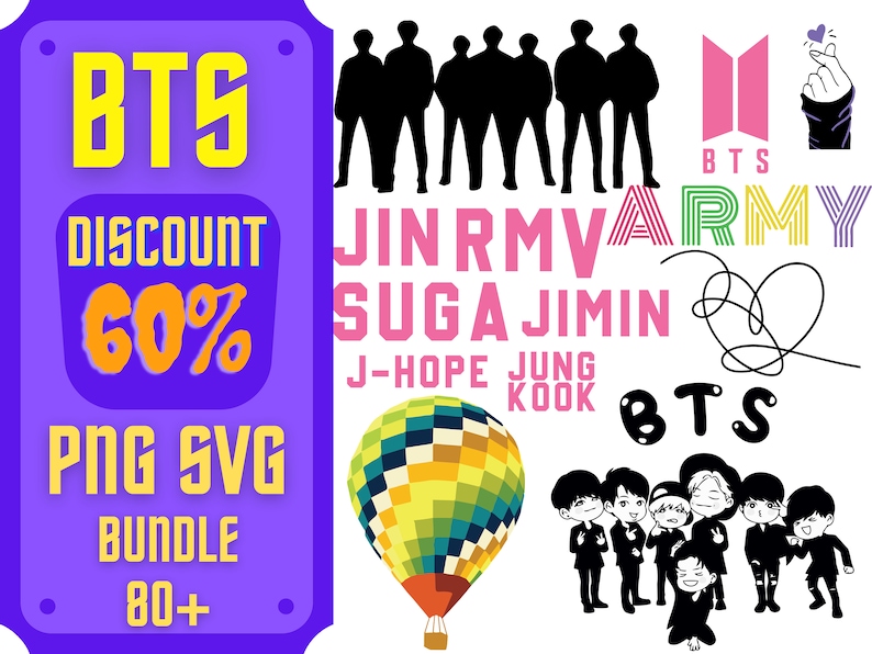 K-pop, Bundle 80+, PNG, SVG, BTS, Silhouette, Cricut, Cut Files ...