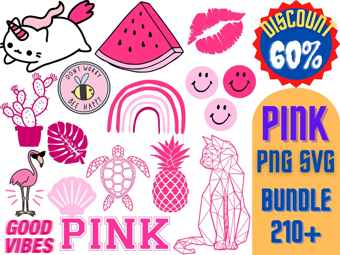 Pink, Bundle 210+, SVG, PNG, Pink Coffee Frame, Love Pink, Flamingo ...