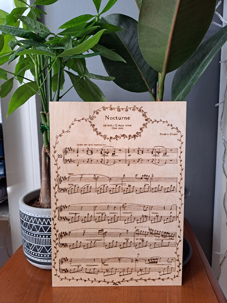 Unique Wooden Piano Sheet - Custom Request Available - Woodburning ...