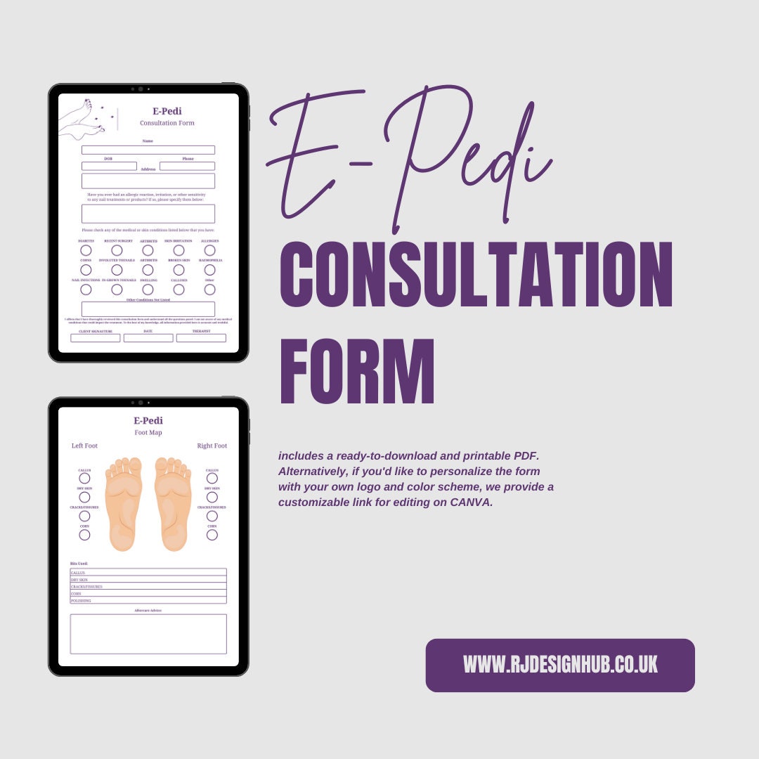 E-pedi Consultation Form Instant Download Editable & Printable ...
