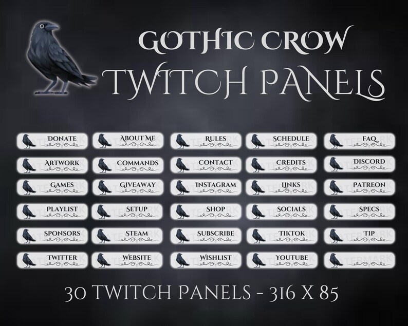 30x Twitch Streaming Panels - Crows / Gothic / Elegant - Etsy