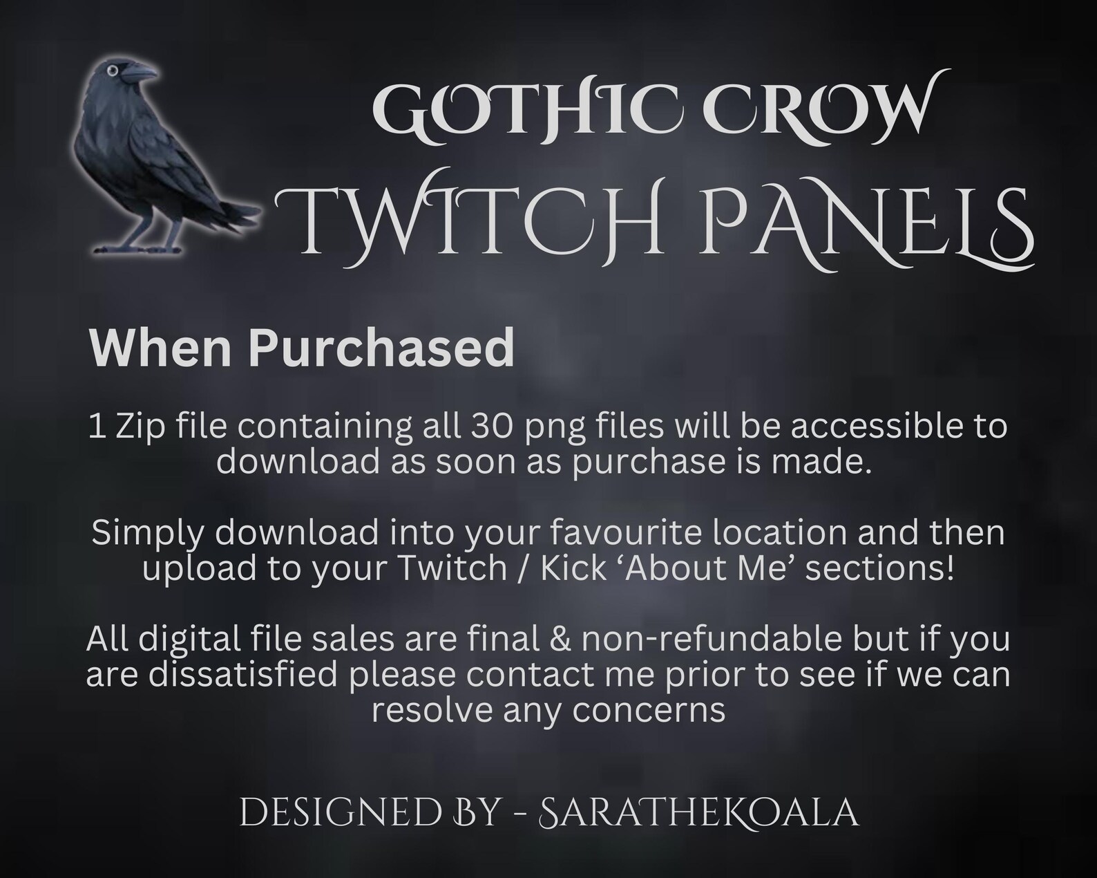30x Twitch Streaming Panels - Crows / Gothic / Elegant - Etsy