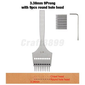 Leather Craft Round Chisels Pricking Irons Tools Sewing Removable Stitching Round Hole Punches ...