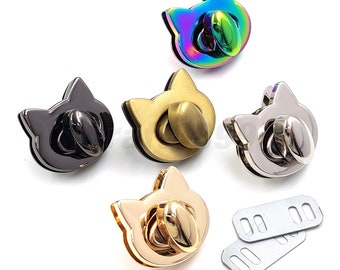 Cute Cat Twist Lock in Black Bronze Gold Silver // Kitty - Etsy