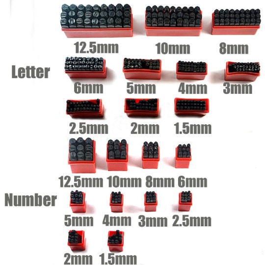 Alle maten alfabet letters cijfer stempels punch set doos staal metalen ...