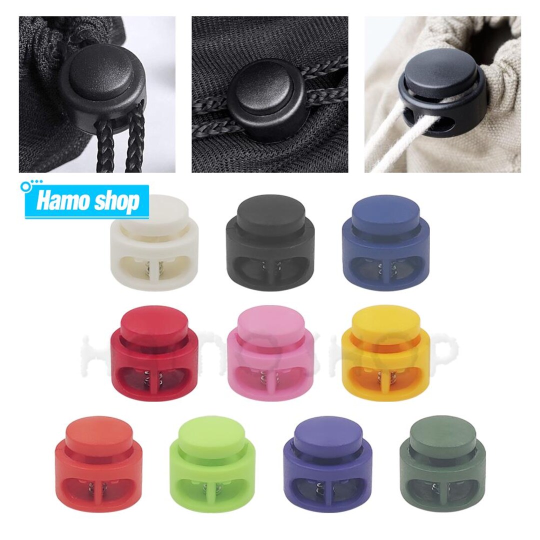 10pcs Plastic Spring Cord Lock Clamp Toggle Clip Stopper Toggle Clip ...