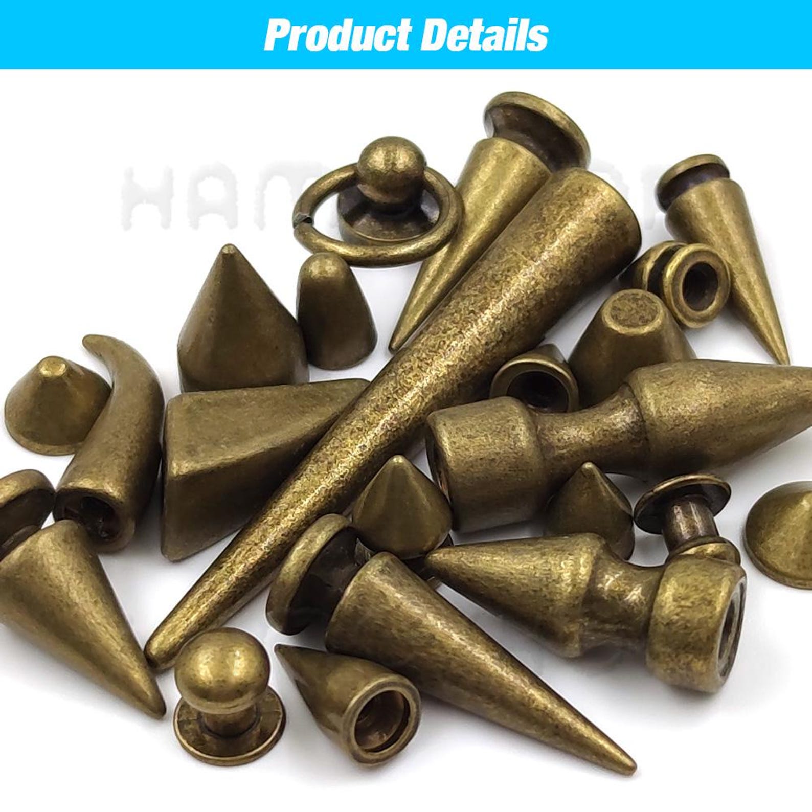 5-50pcs Copper Rivets Cone Studs Metal Screwback Spikes Round Nail DIY ...