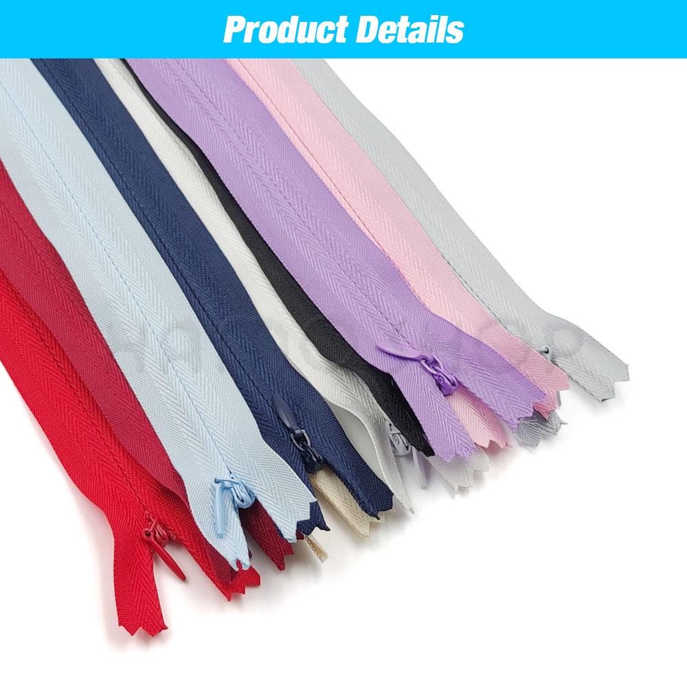 20-100pcs/pack 28cm-60cm 3# Invisible Zipper Nylon Coil Zipper Hidden ...