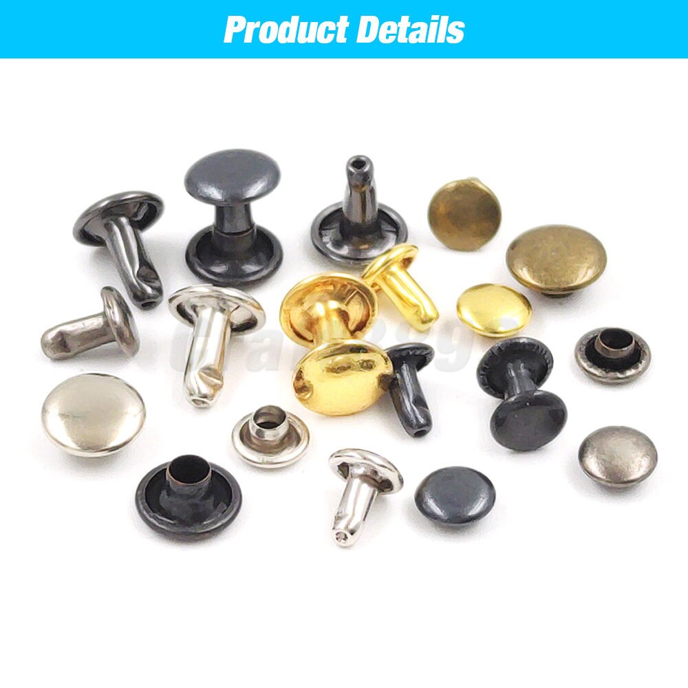 100sets 6-8mm Metal Double Cap Round Rivets Studs Collision Nail Spike ...