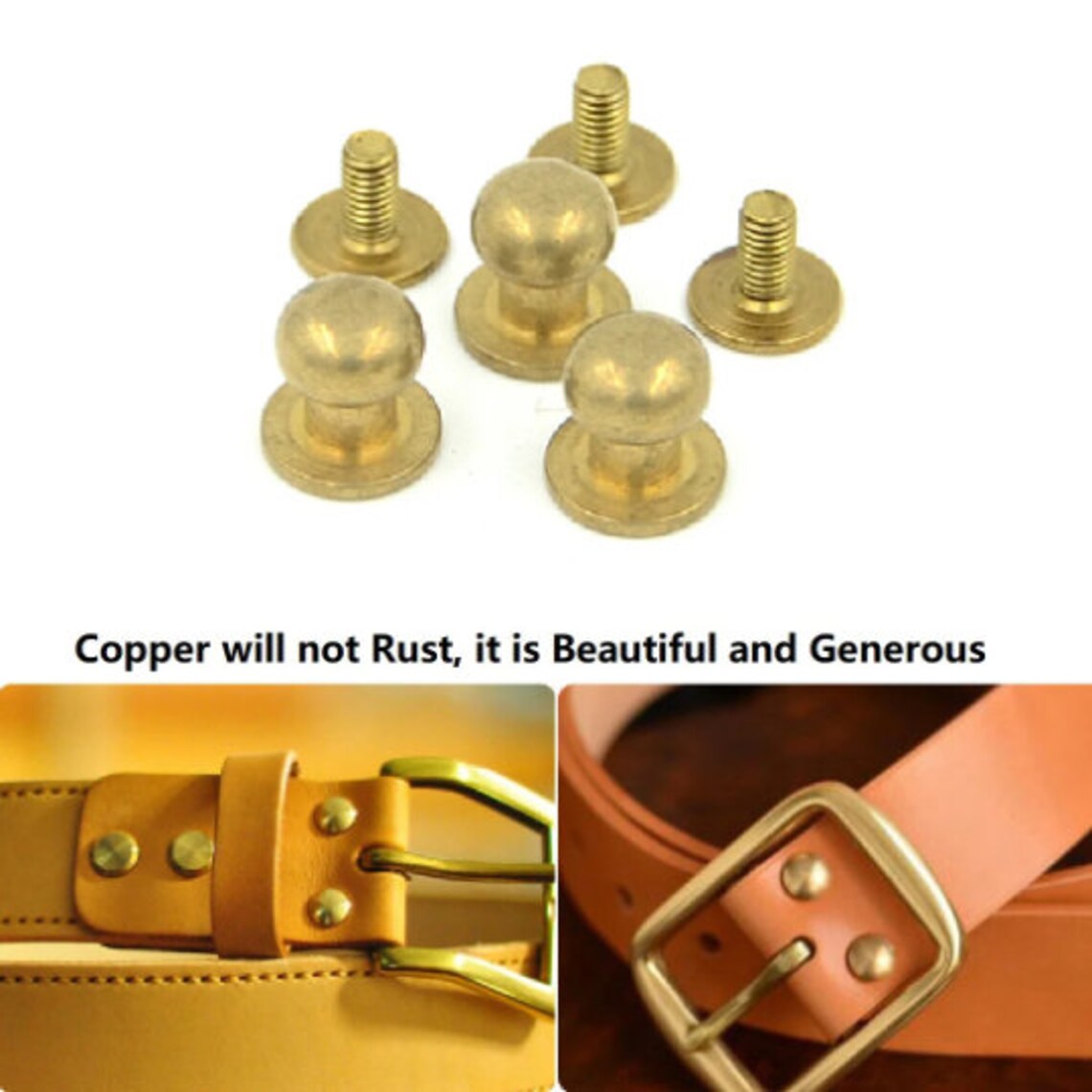 Stud Screw Round Head Solid Brass Nail Rivet Chicago Button DIY Leather ...