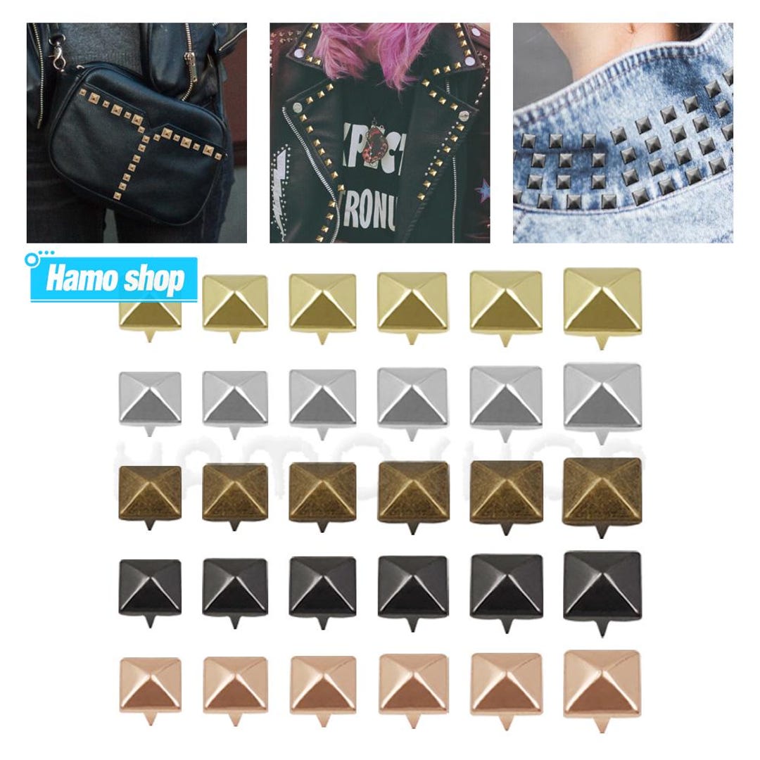 100pcs 6-12mm Metal 4 Claw Spikes Square Studs Rivets Studs Pyramid ...